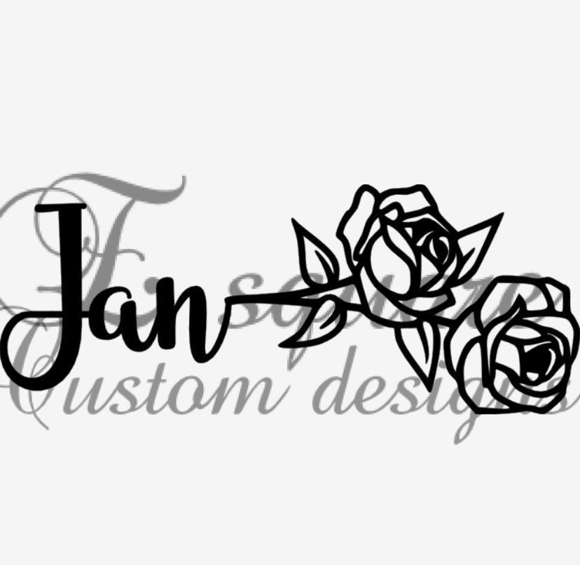 Rose With Name Svg File - Etsy
