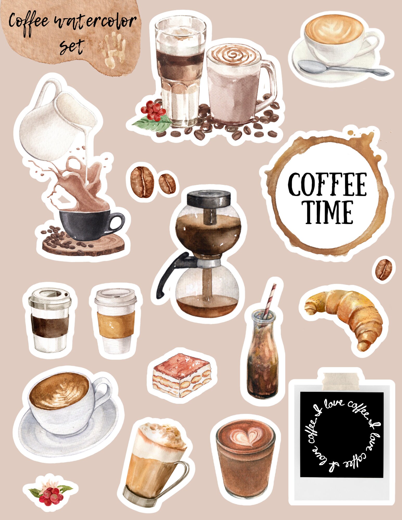 Printable Planner Sticker Coffee - Etsy