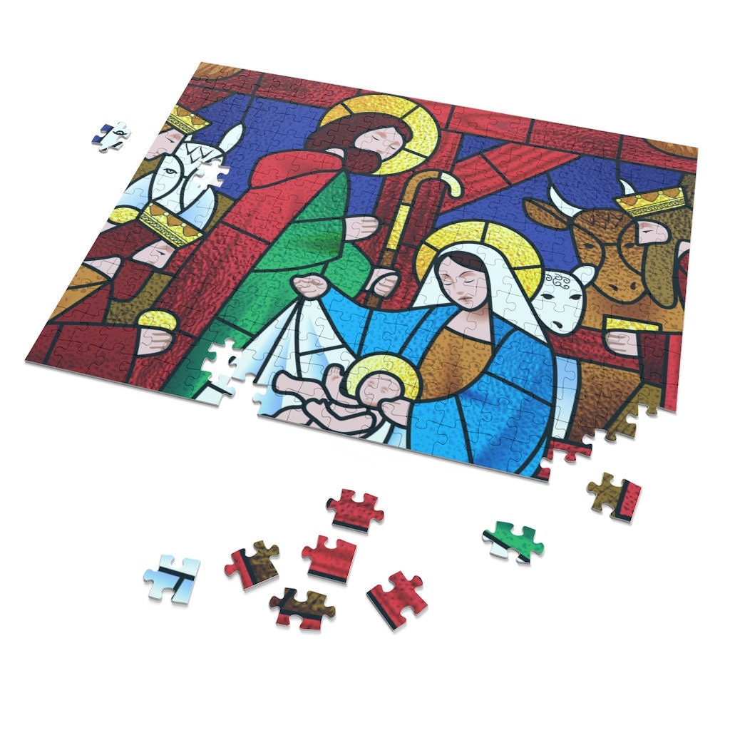 Stained Glass Birth of Jesus Jigsaw Puzzle 252 500 - Etsy