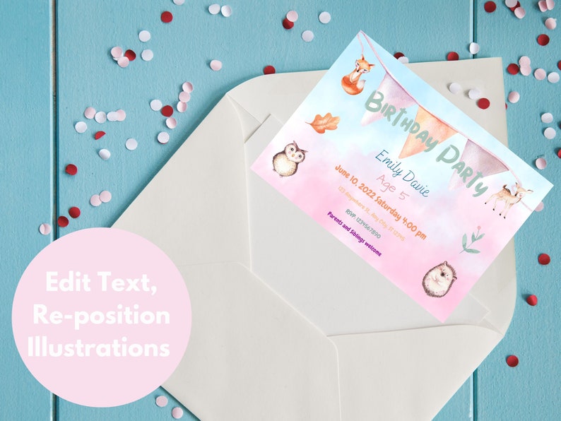 Forest Animals Party Invitation for Girls Printable Party - Etsy