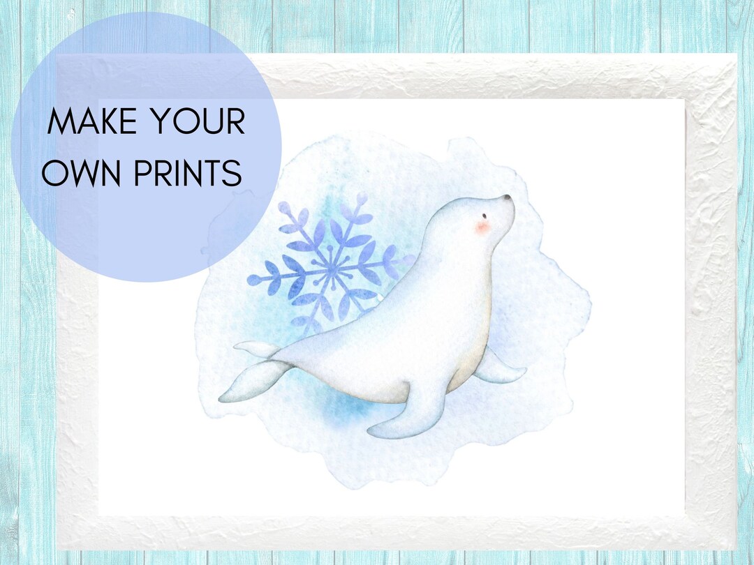 Arctic Animals Printable Wall Art Arctic Seal Snowflakes - Etsy