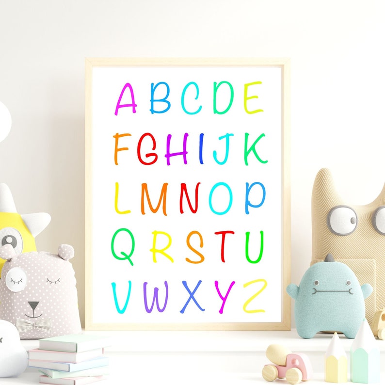 Bright Alphabet Poster Printable Wall Art, Kids Learning Poster ...