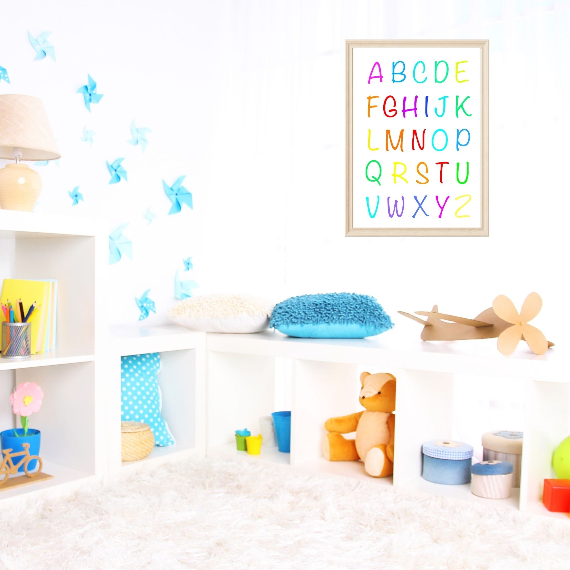 Bright Alphabet Poster Printable Wall Art, Kids Learning Poster ...