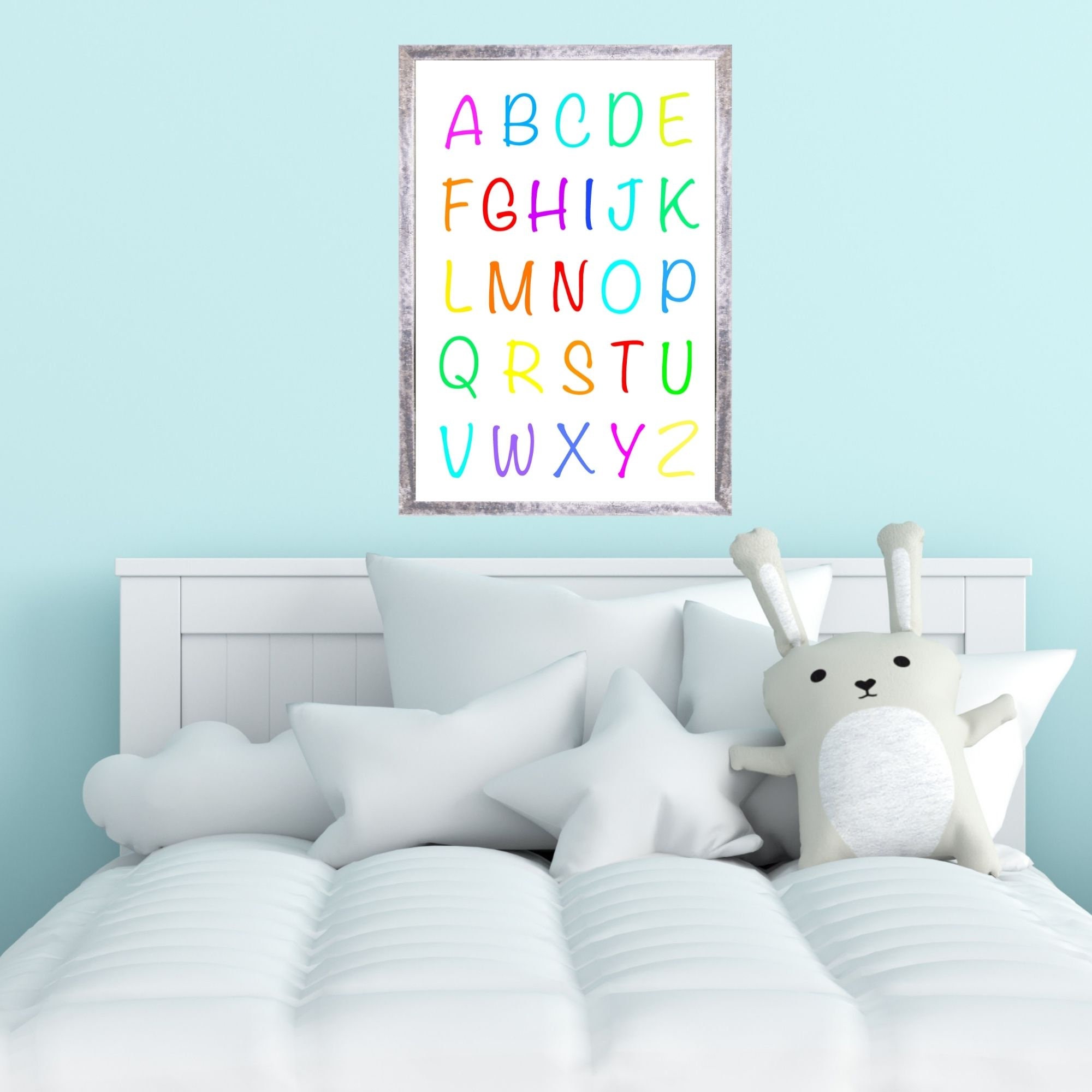 Bright Alphabet Poster Printable Wall Art, Kids Learning Poster ...