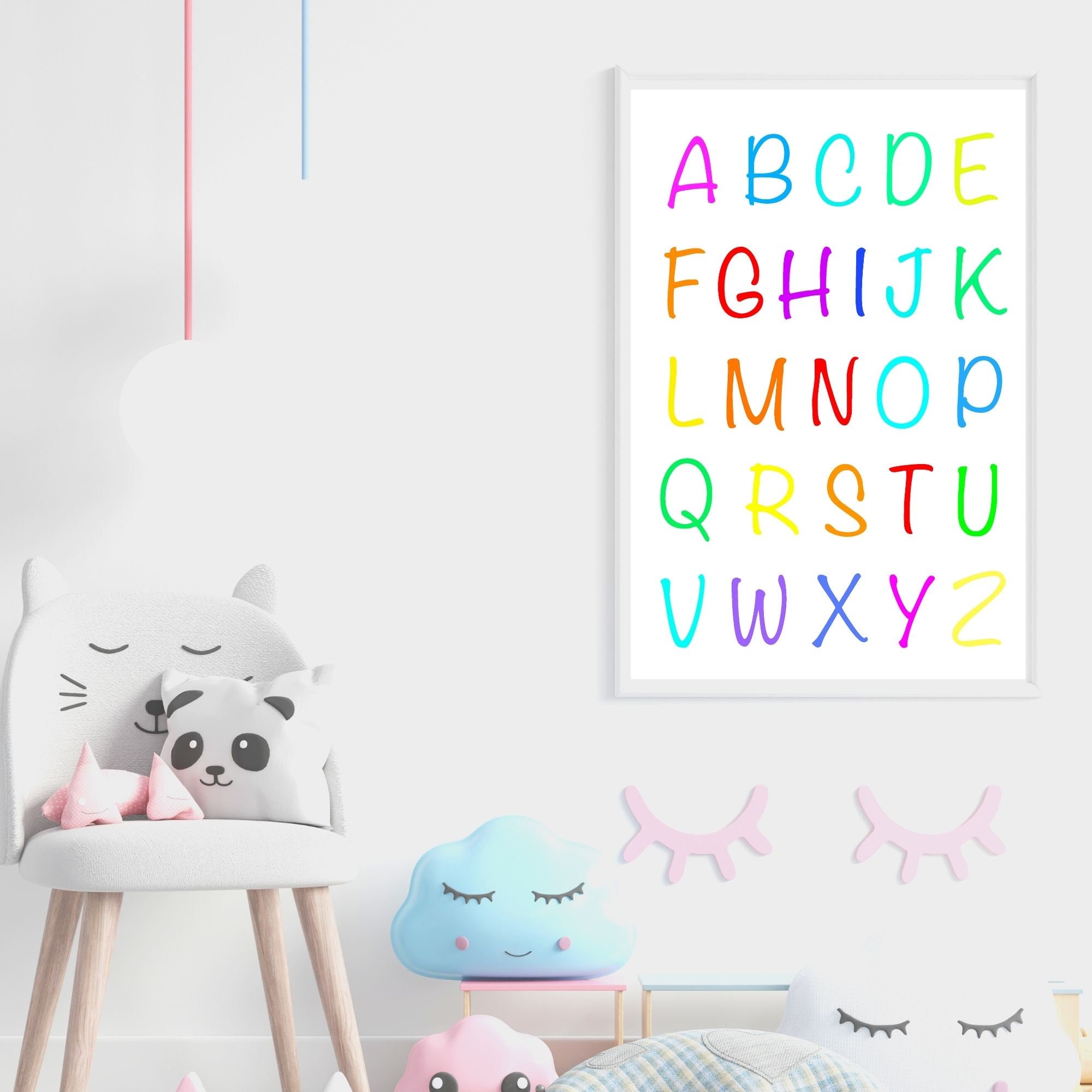 Bright Alphabet Poster Printable Wall Art, Kids Learning Poster ...