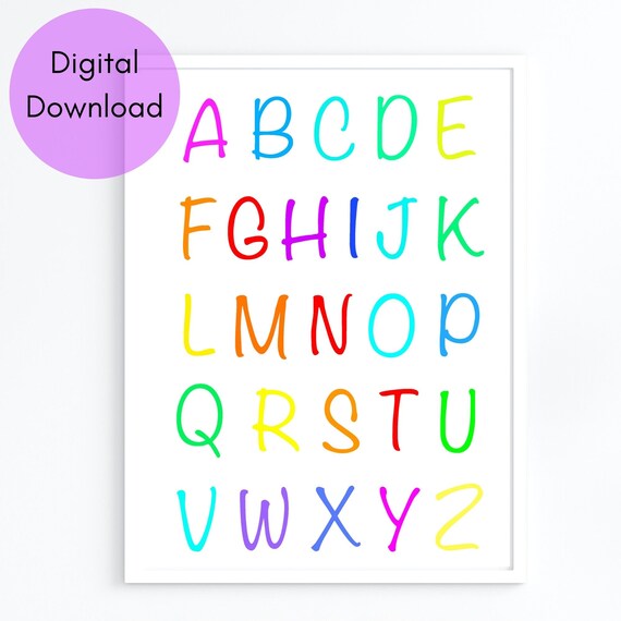 Bright Alphabet Poster Printable Wall Art Kids Learning | Etsy