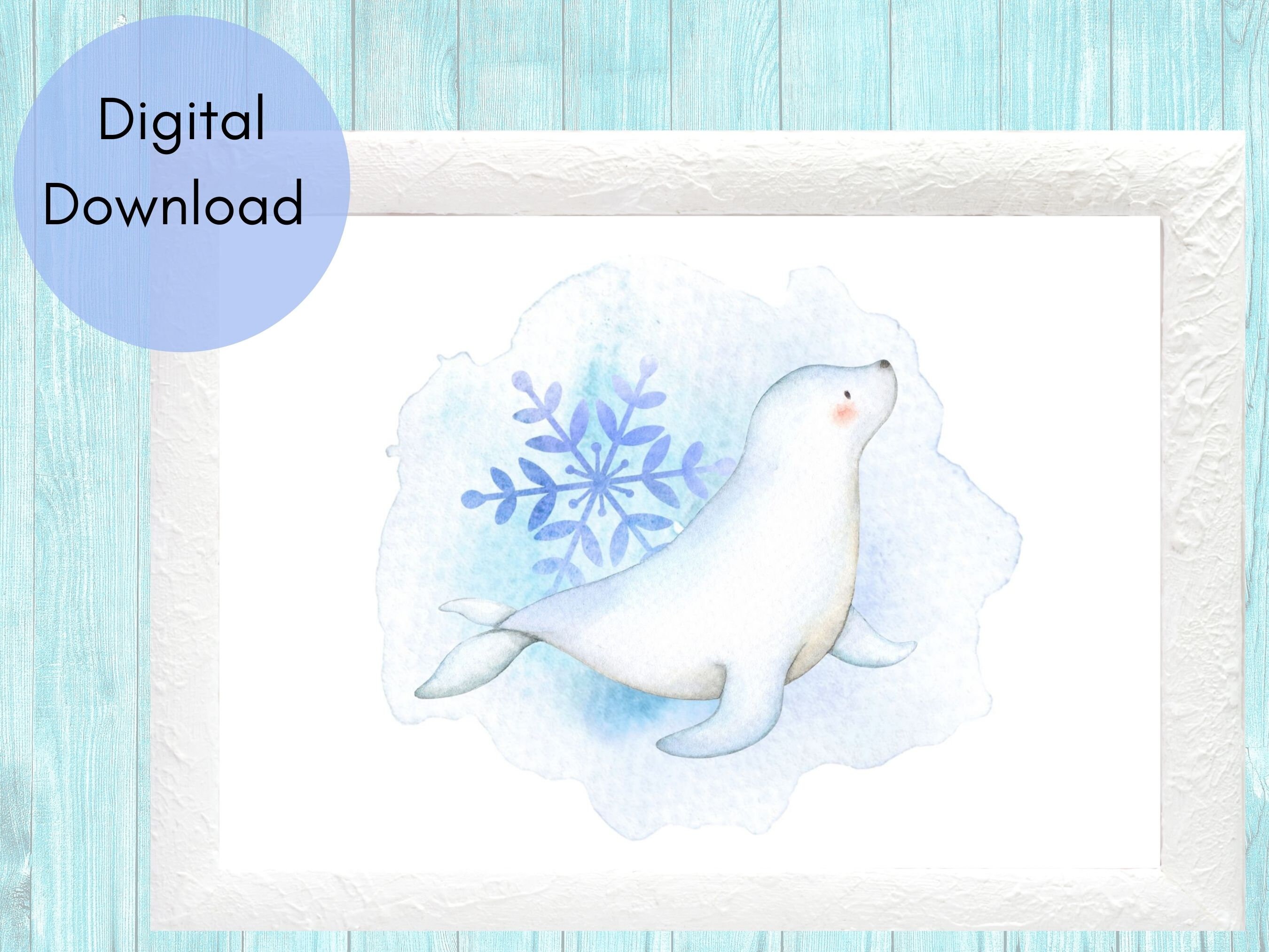 Arctic Animals Printable Wall Art Arctic Seal Snowflakes - Etsy
