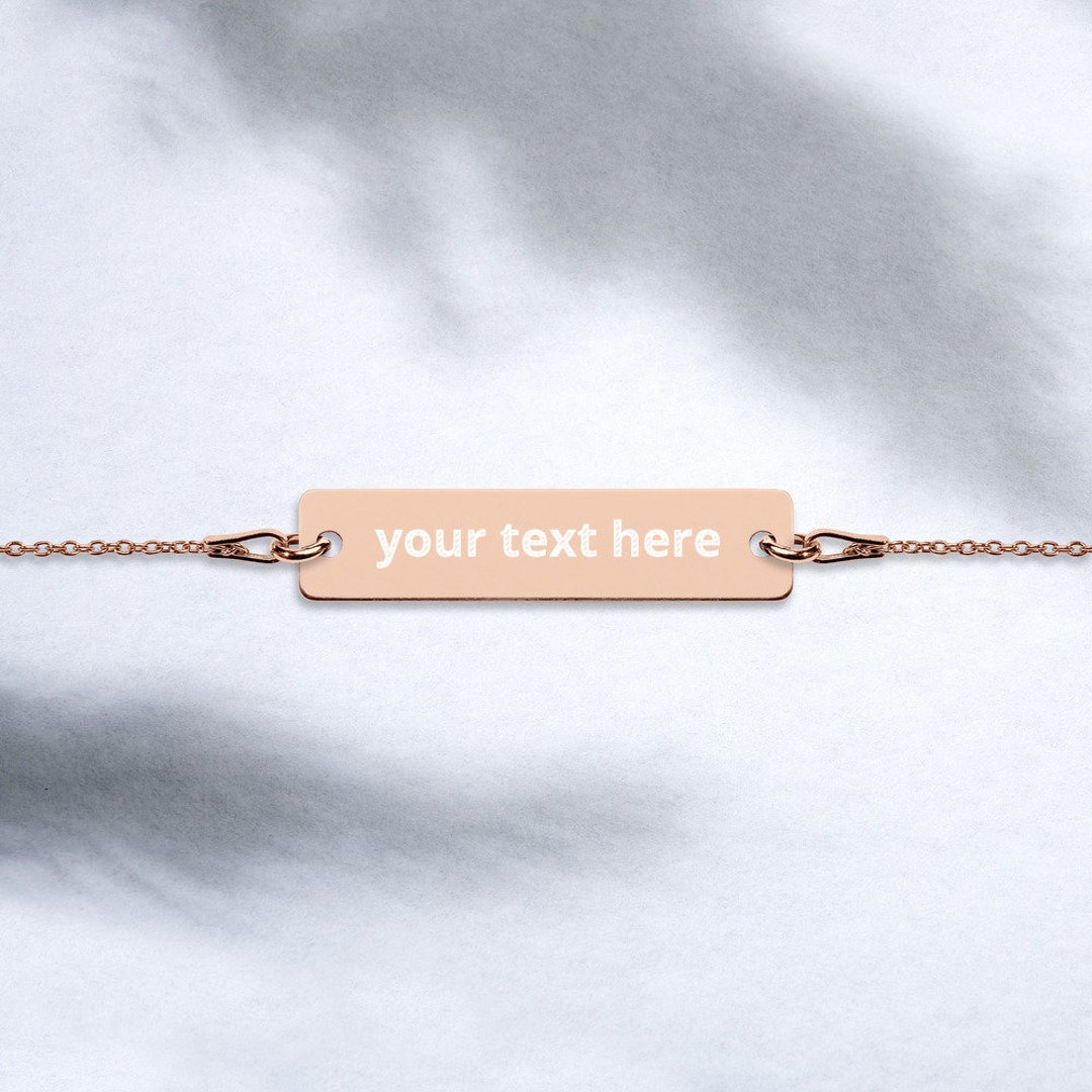 Custom Personalized Engraved Bar Chain Bracelet - Etsy