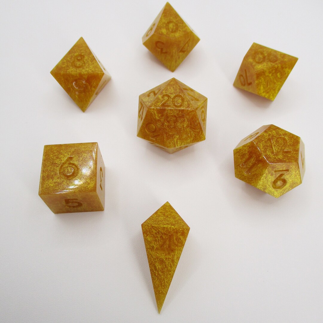 Gold Midas Touch Handmade Sharp Edge Dnd Polyhedral Dice Set - Etsy