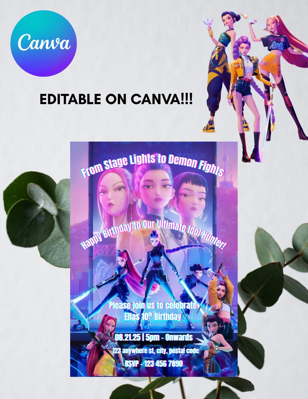 Kpop Demon Hunter Invitation Card - Etsy