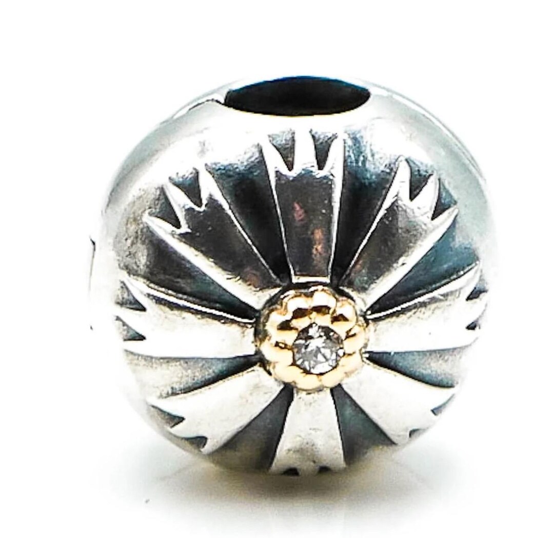 Pandora Clip Retired Friendship Flower 14kt Gold and 925 Ale Solid ...