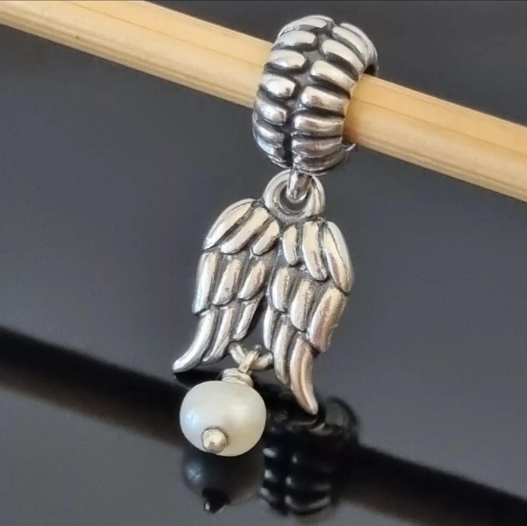 Pandora Angel Wing Pearl Dangle Charm Authentic Retired Free Ship - Etsy