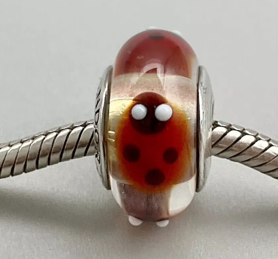 Pandora Ladybug Murano Red ladybird Clear Glass Authentic Rare - Etsy