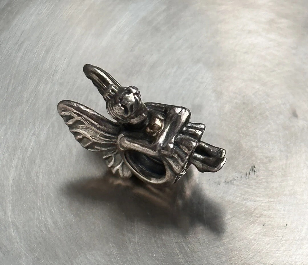 Pandora Pixie Retired Two Tone Holding Solid 14k Gold Heart 791206 ...