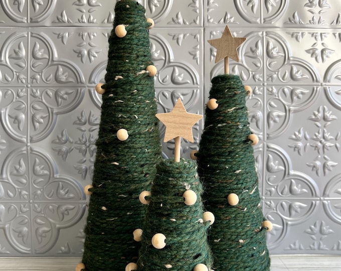 Set of 3 Yarn and Wooden Bead Trees - Premade - Etsy