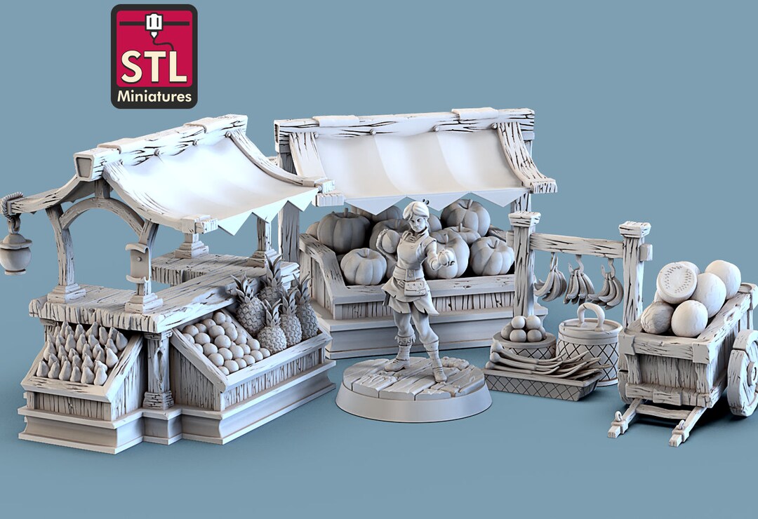 Fruit Vendor Set - STL Miniatures - RPG Wargames Tabletop Gaming Dnd ...