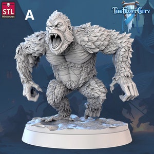 White Gorillas Set - STL Miniatures - RPG Wargames Tabletop Gaming Dnd ...