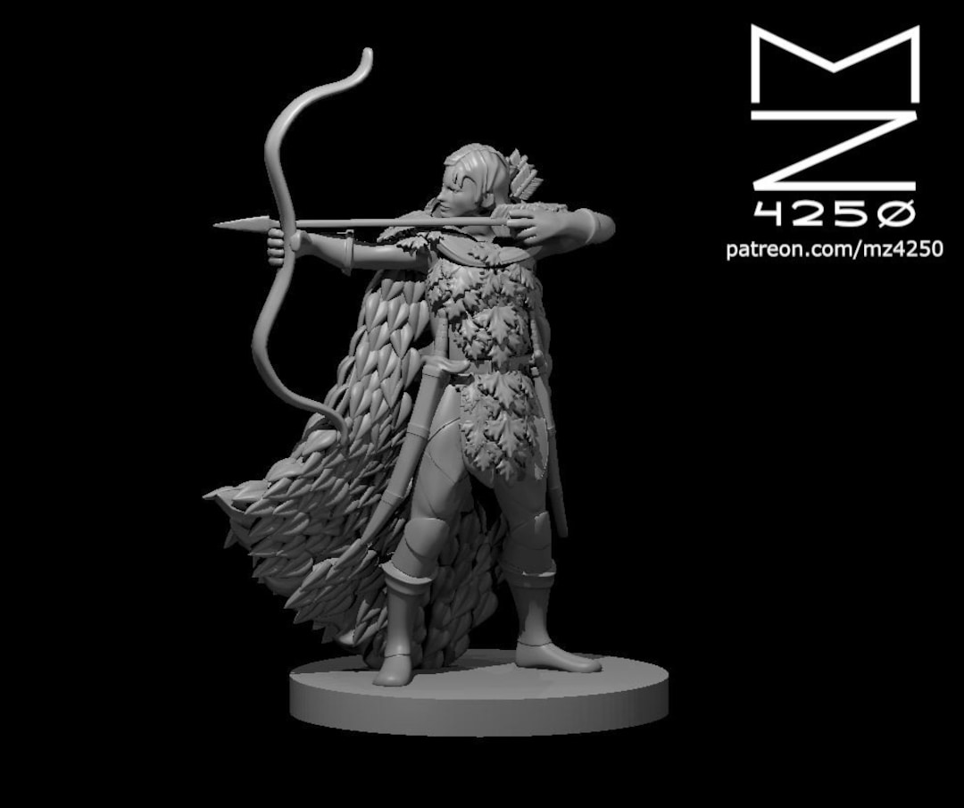 Female Human Ranger Miniature - Mz4250 - Druid D&D Dungeons and Dragons ...
