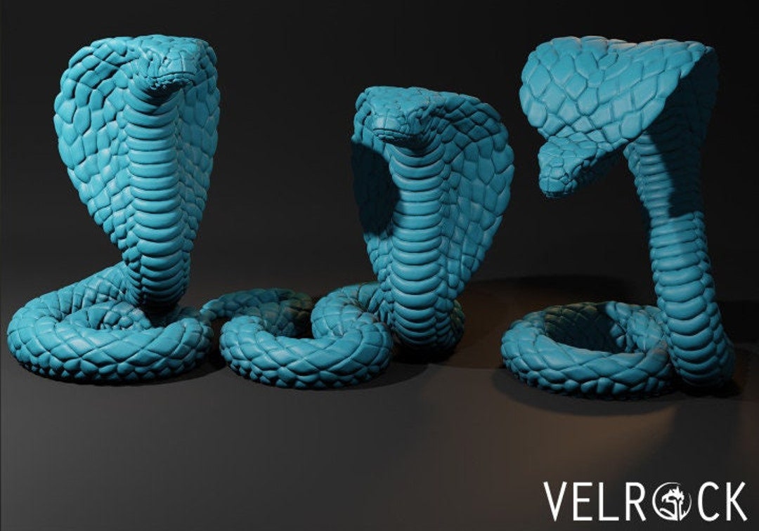 King Cobra Snake Mini - Velrock Art Miniatures - 3D Printed 28mm Scale ...