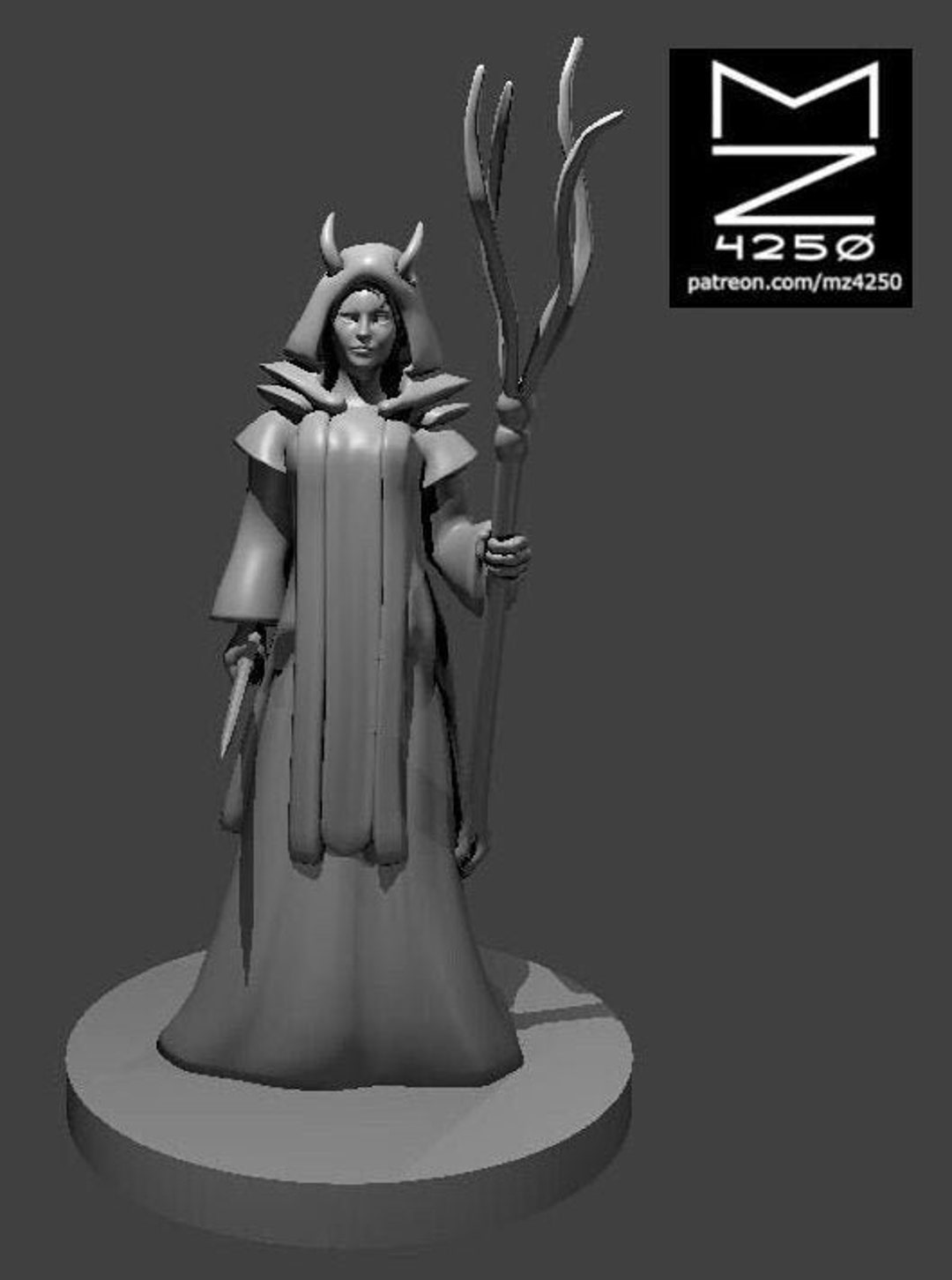 Female Tiefling Wizard Miniature W/ Archmage Robes and Tentacle Staff ...