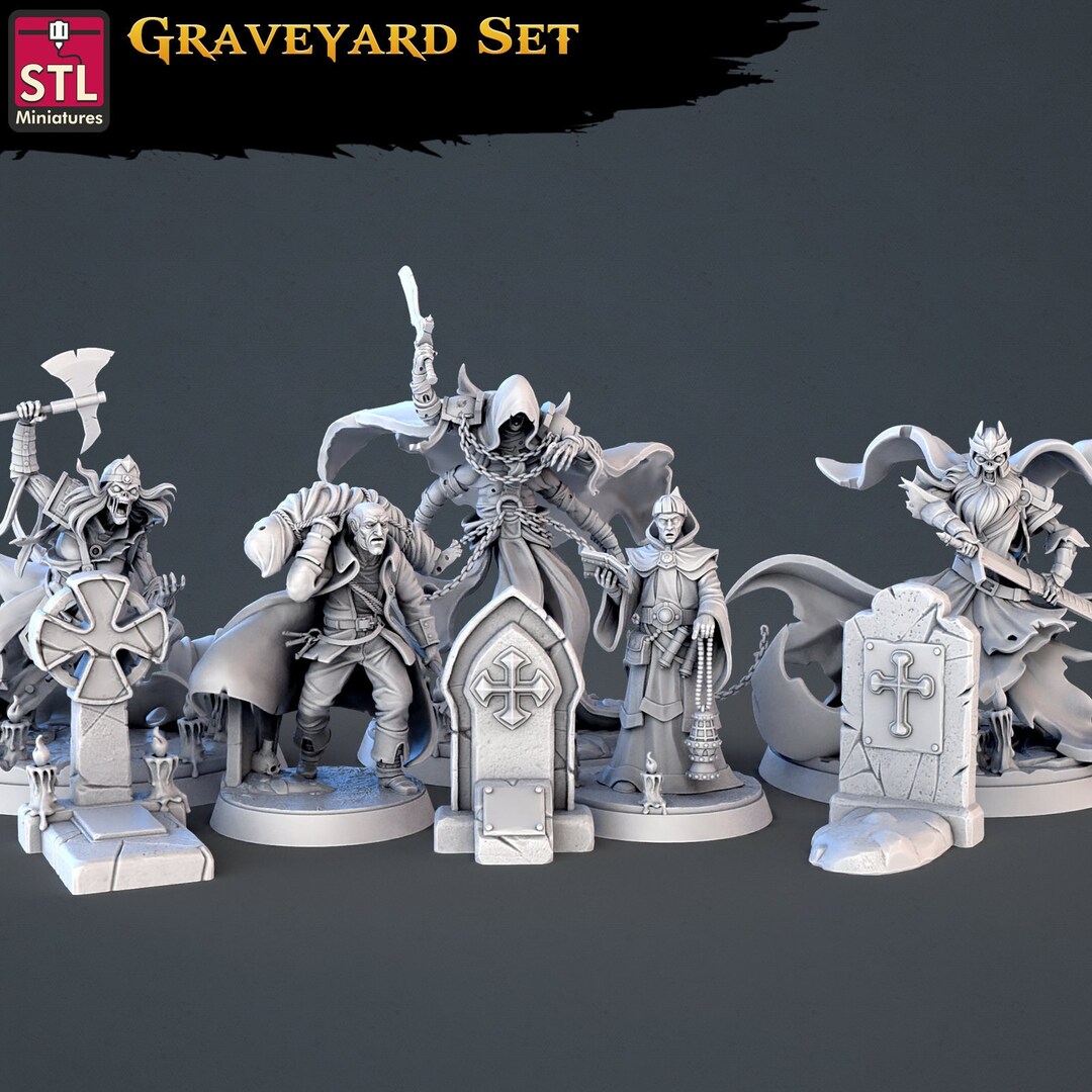 Graveyard Set - STL Miniatures - RPG Wargames Tabletop Gaming Dnd Mini ...