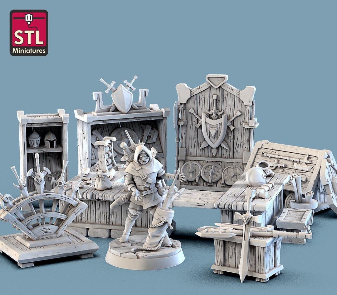 Weapons Vendor Set - STL Miniatures - RPG Wargames Tabletop Gaming Dnd ...