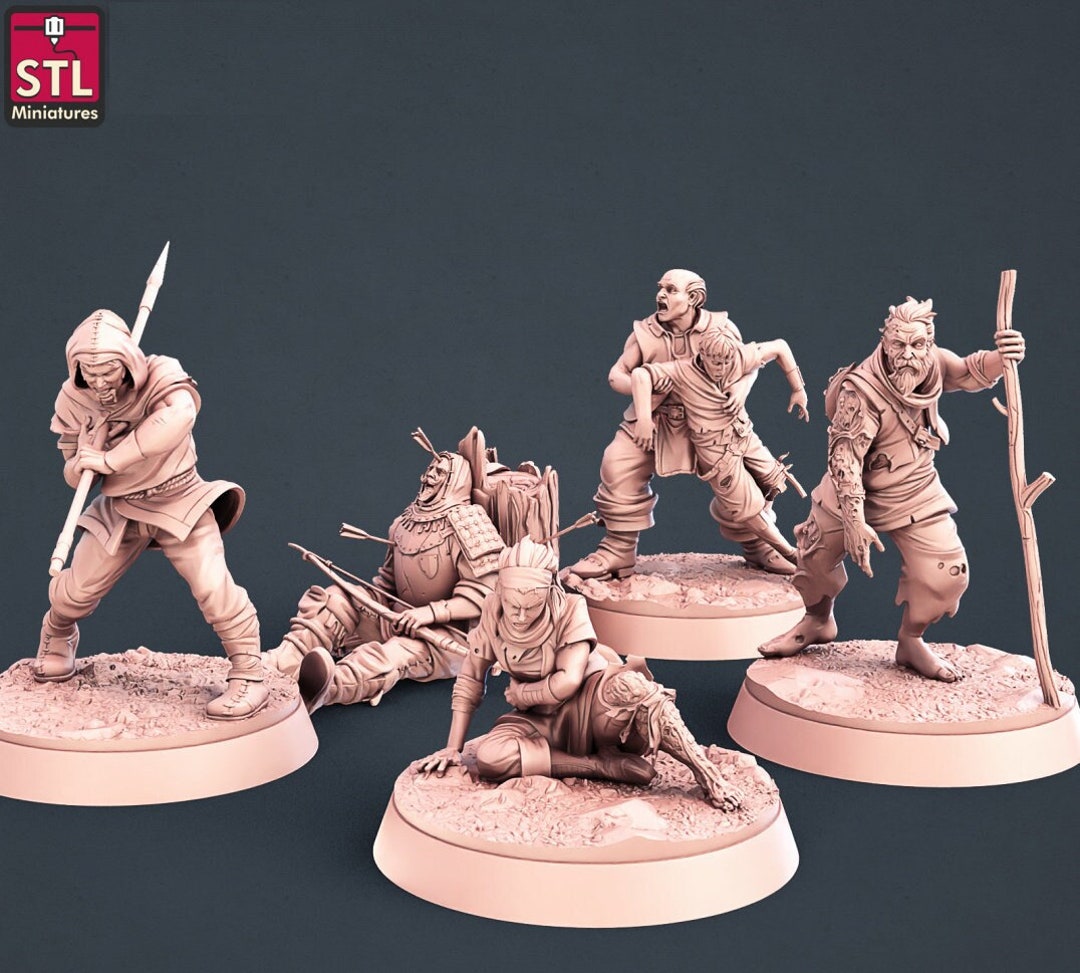 Injured Villager Set - STL Miniatures - RPG Wargames Tabletop Gaming ...