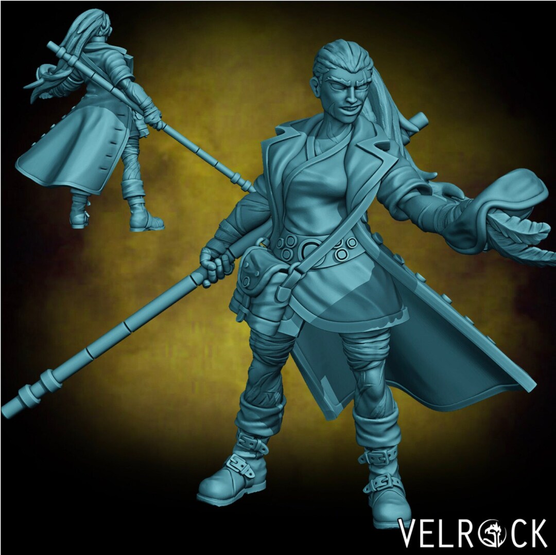 Female Monk Mini - Velrock Art Miniatures - 3D Printed 28mm Scale - RPG ...