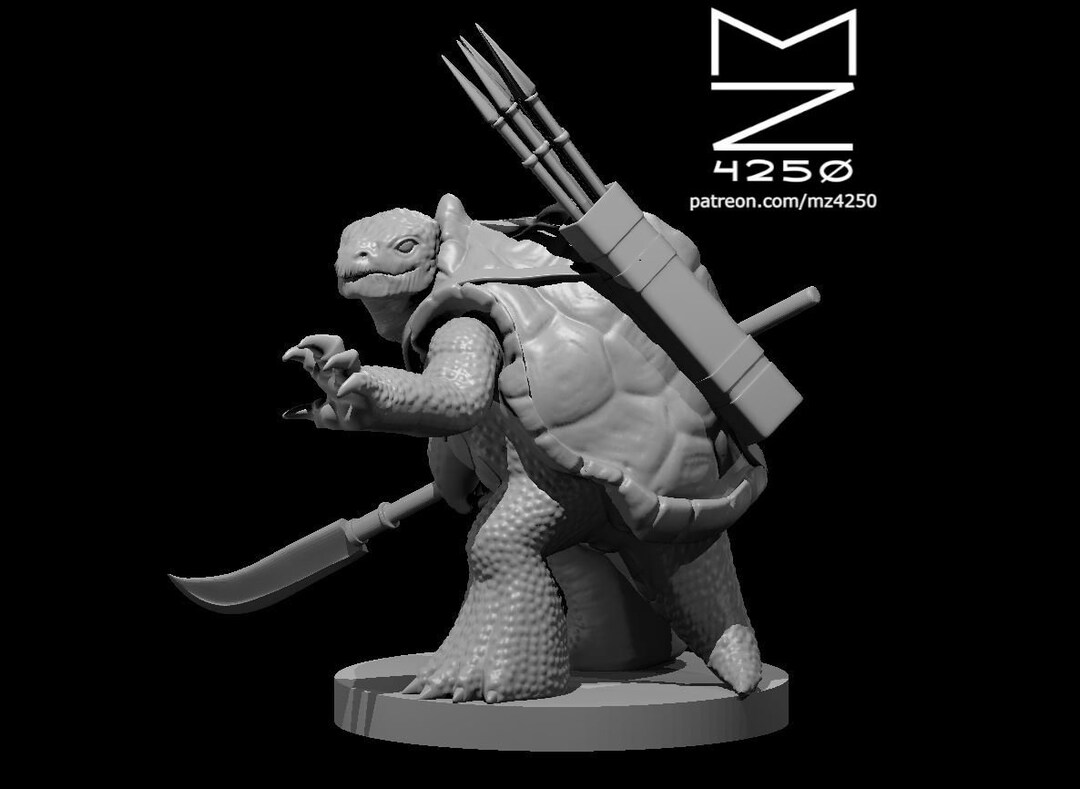 Tortle Barbarian With Glaive and Javelin Mini - Mz4250 D&D Fantasy RPG ...