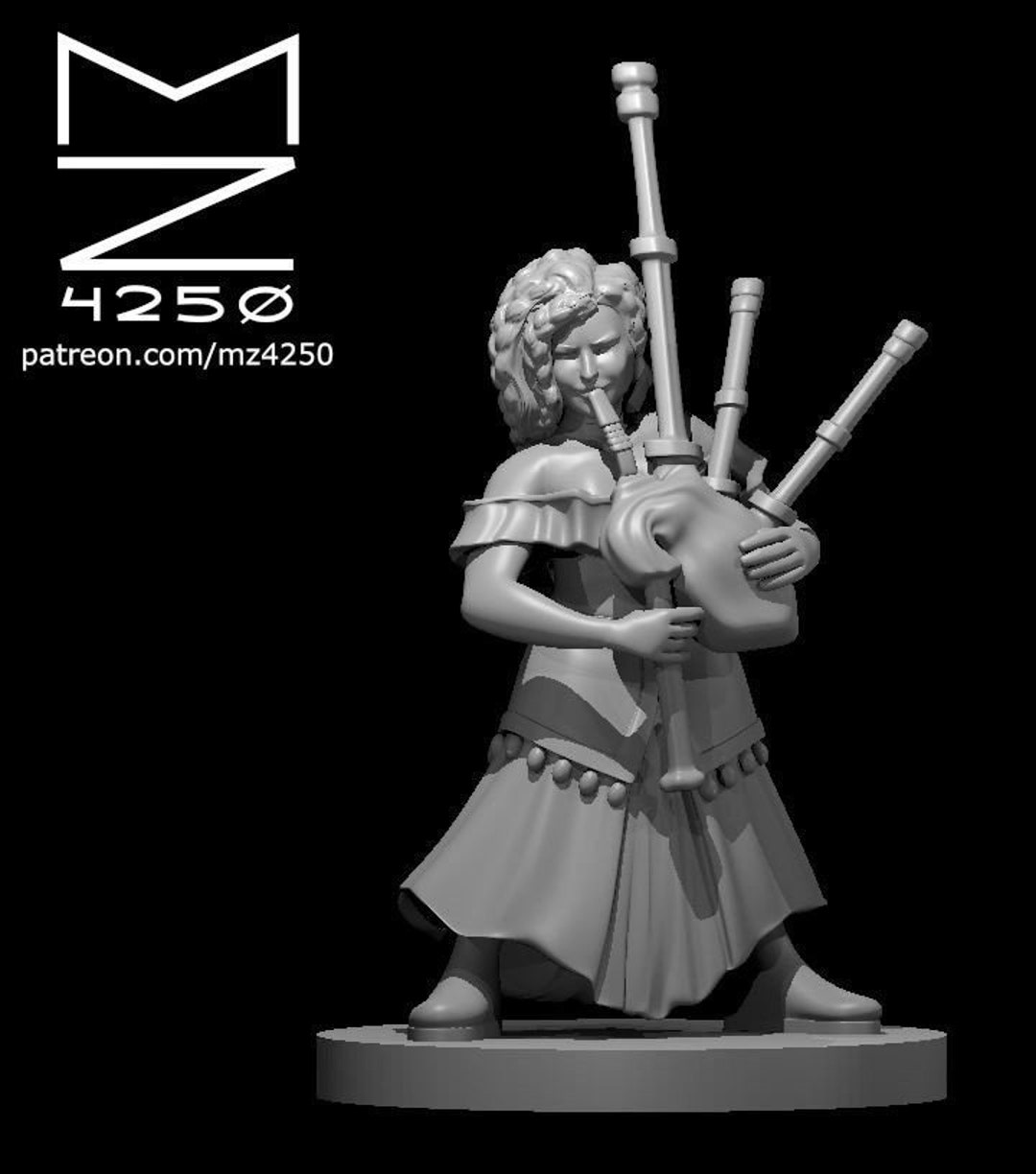 Dwarf Female Bard Miniature - Mz4250 D&D Dungeons and Dragons RPG ...
