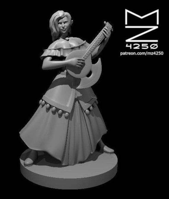 Female Elf Bard Guitarist Miniature Mz4250 D&D Dungeons - Etsy