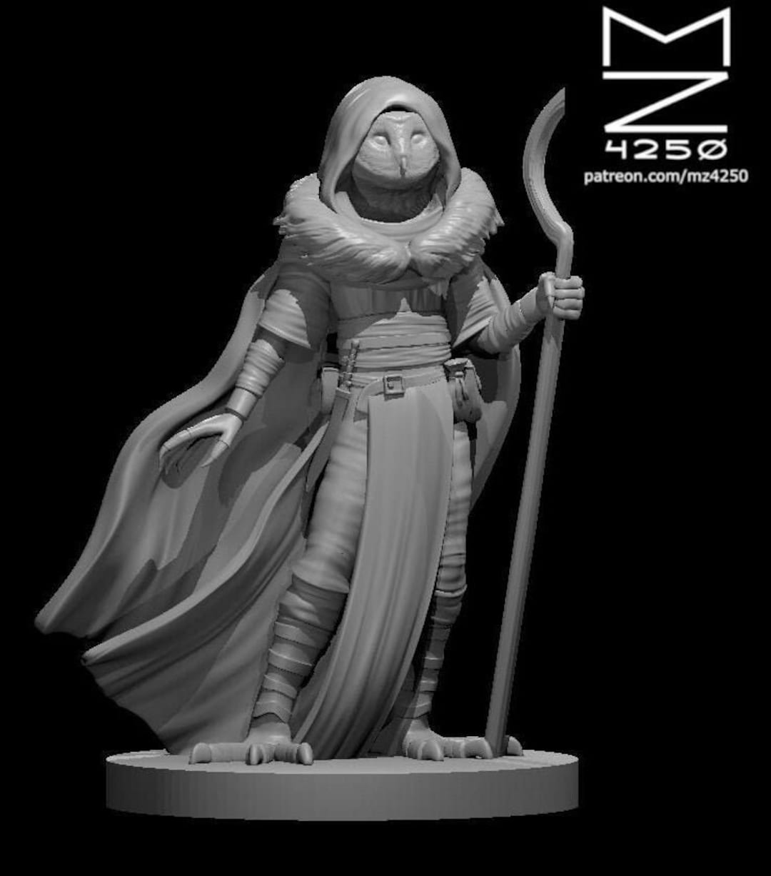 Owlfolk Druid Miniature - Mz4250 - Kenku Aarakocra Owlkin Owl D&D ...