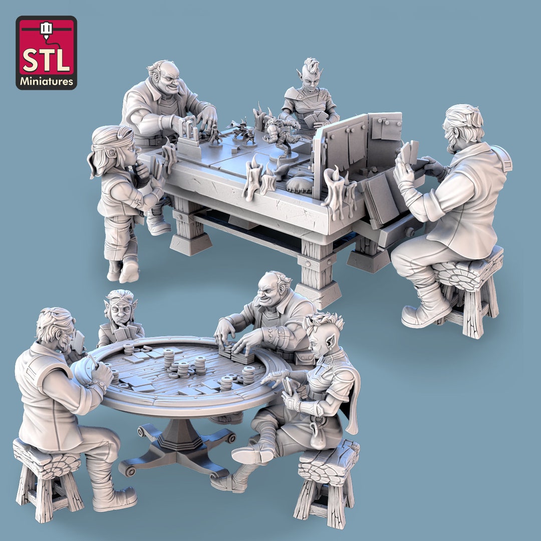 Card Players Set - STL Miniatures - RPG Wargames Tabletop Gaming Dnd ...