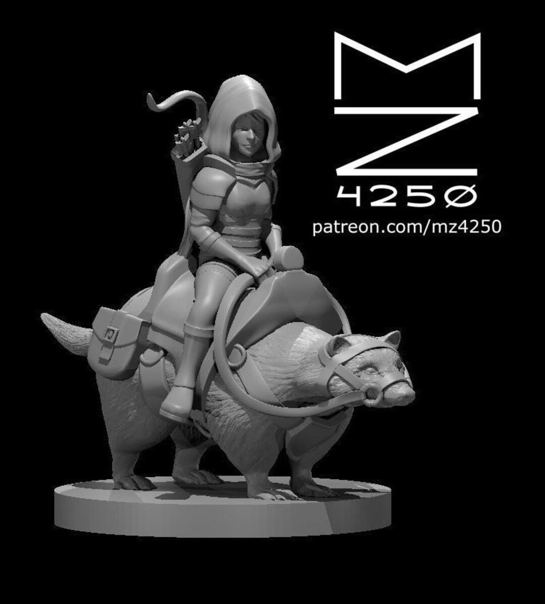Halfling Female Ranger on Badger Mount Miniature - Mz4250 - D&D ...