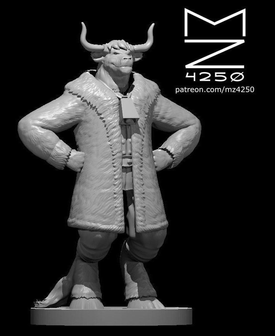 Minotaur Male Bard Fur Coat Miniature - Mz4250 D&D Dungeons and Dragons ...