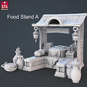 Food Vendors Set - STL Miniatures - Dnd RPG Wargames Tabletop Fantasy ...