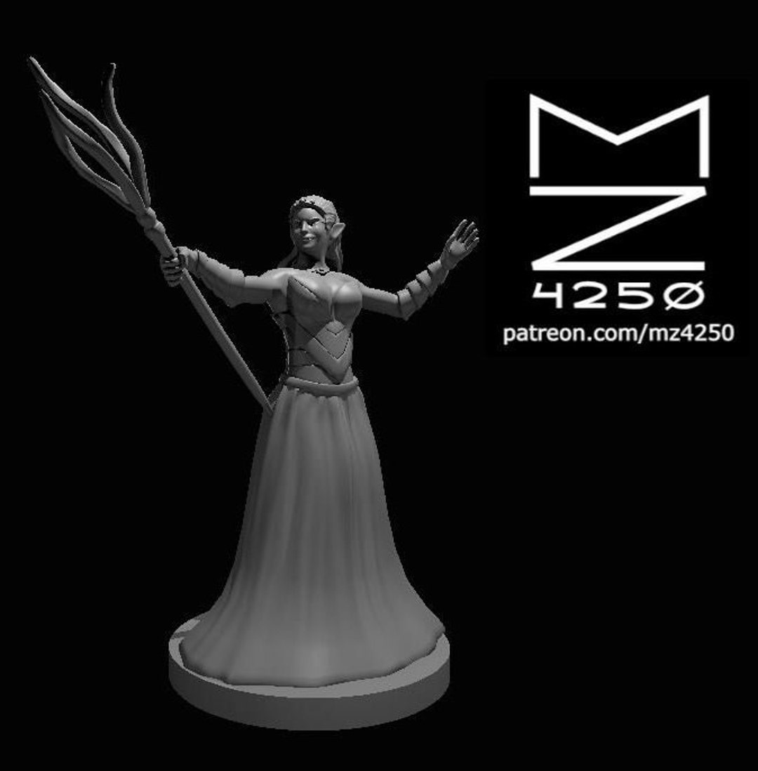 Elf Drow Priestess Mini - Mz4250 - D&D Pathfinder Fantasy RPG Tabletop ...
