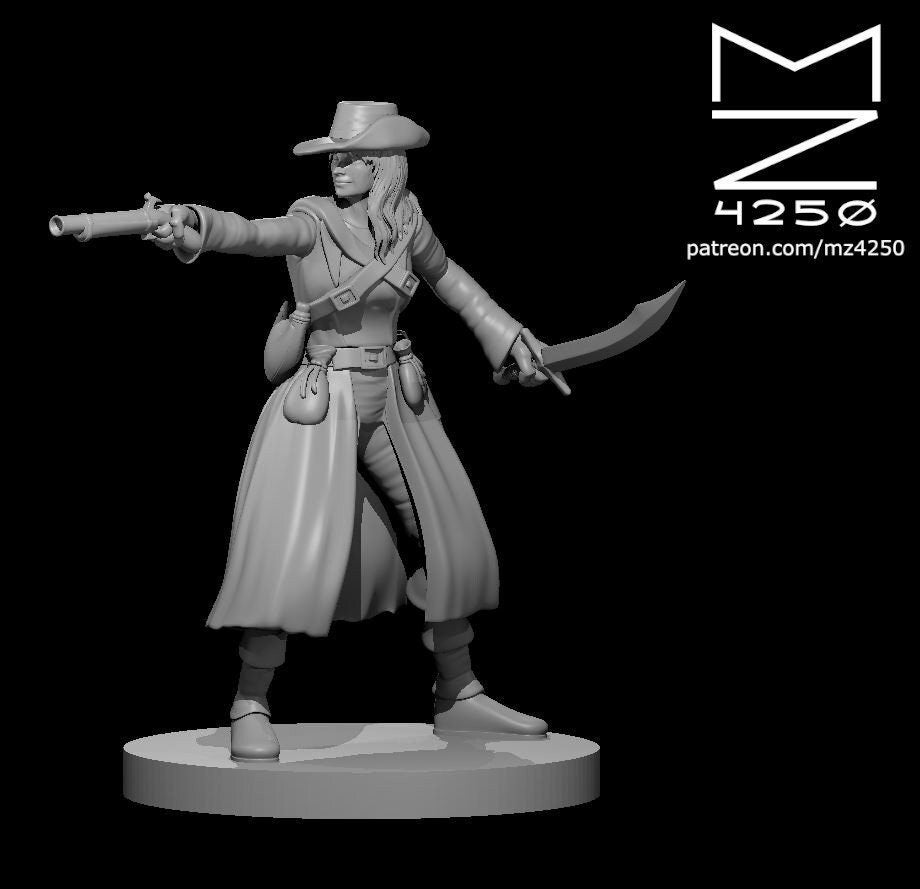 Female Pirate Gunslinger Miniature Mz4250 Fantasy RPG - Etsy
