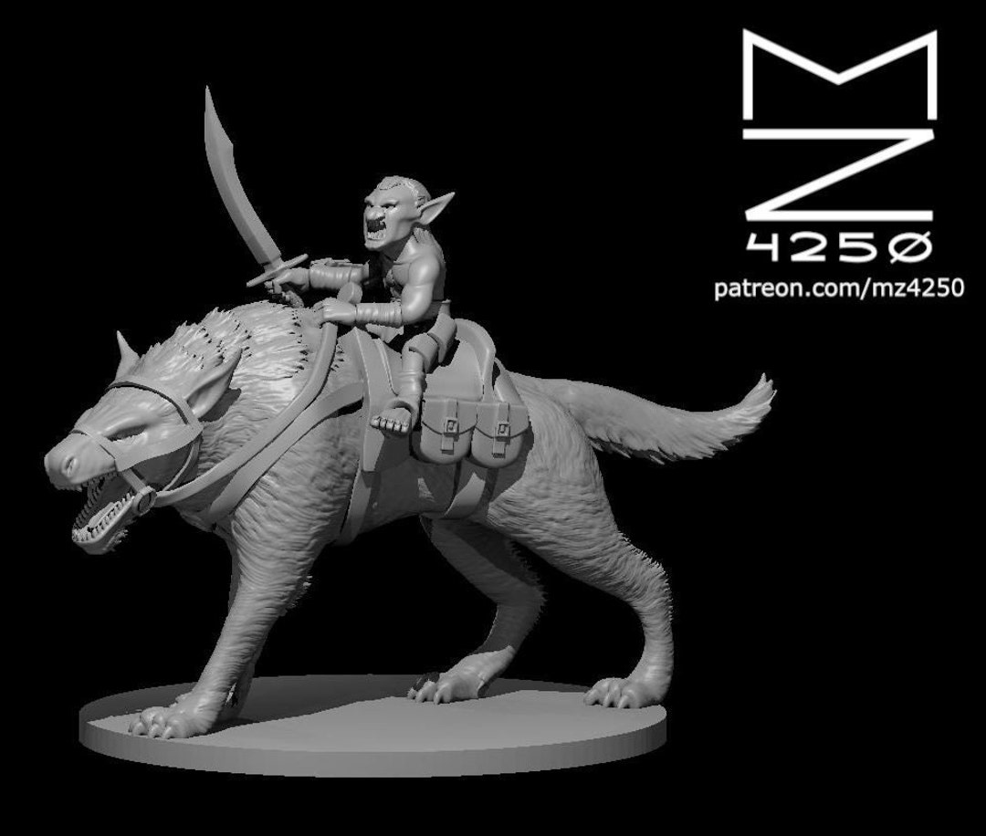 Goblin Worg Rider Mini - Mz4250 - D&D Pathfinder Fantasy RPG Tabletop ...