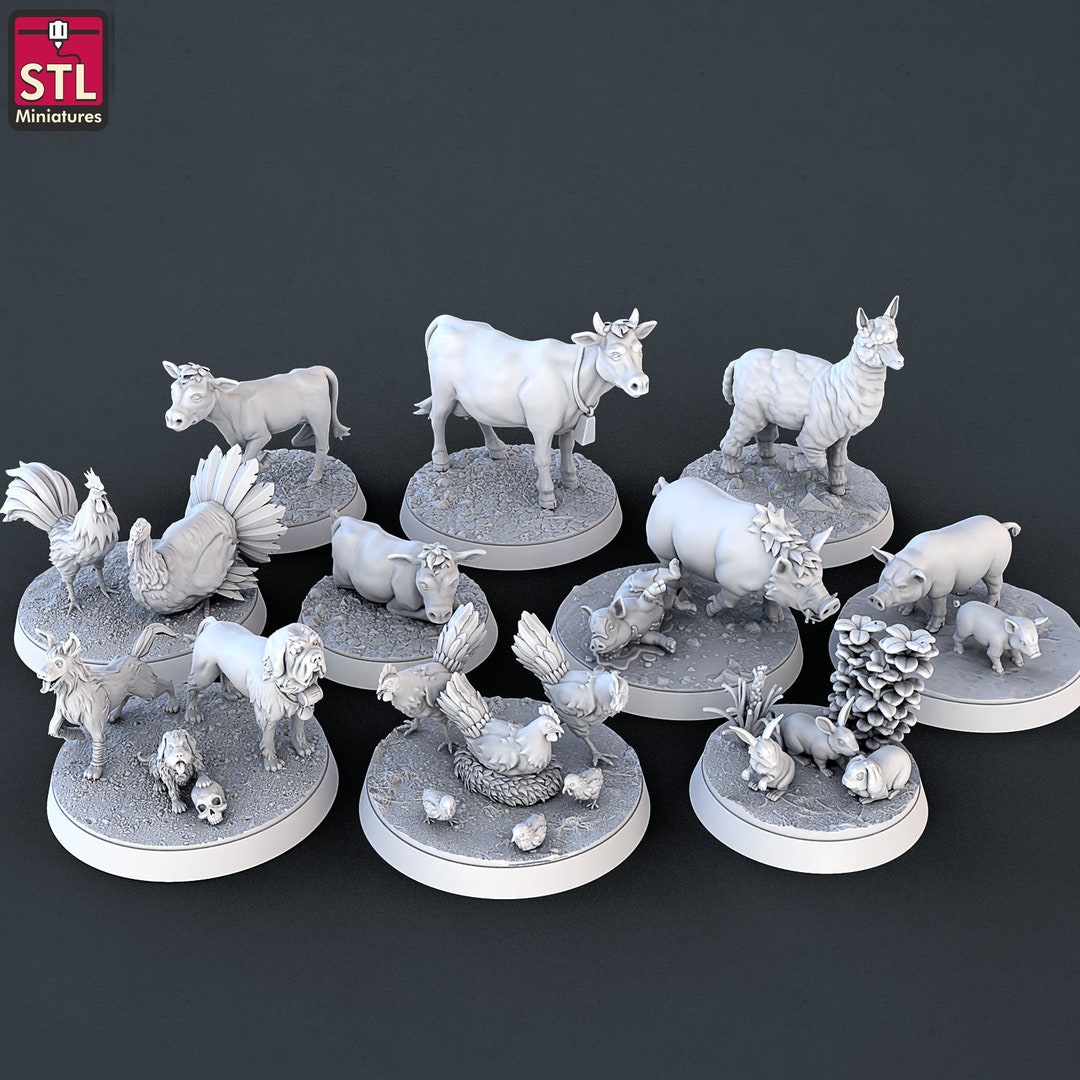 Farm Animals Set by STL Miniatures - RPG Wargames Tabletop Gaming Minis ...