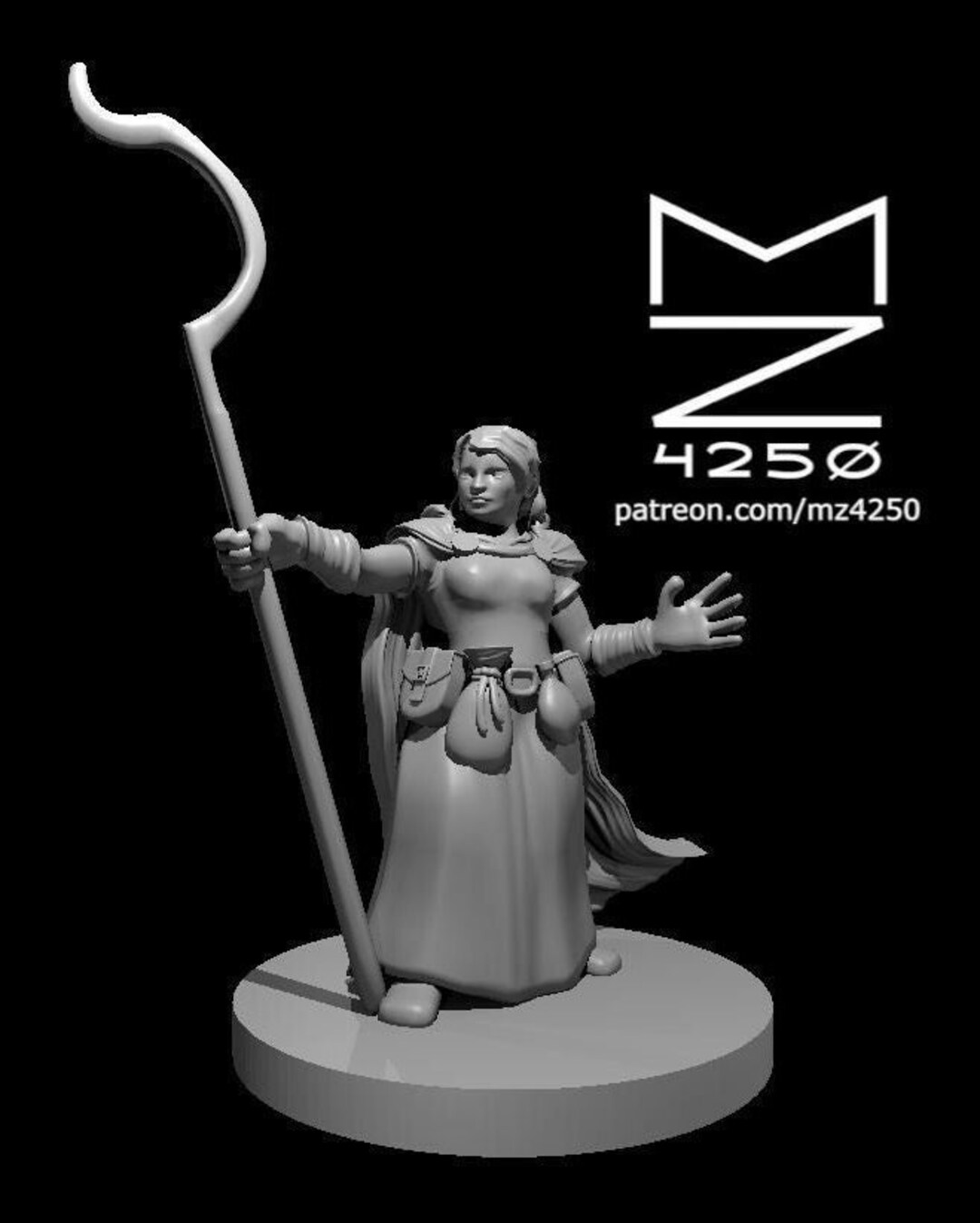 Female Dwarf Druid Miniature - Mz4250 - Druid Staff D&D Dungeons and ...