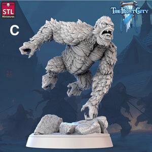 White Gorillas Set - STL Miniatures - RPG Wargames Tabletop Gaming Dnd ...