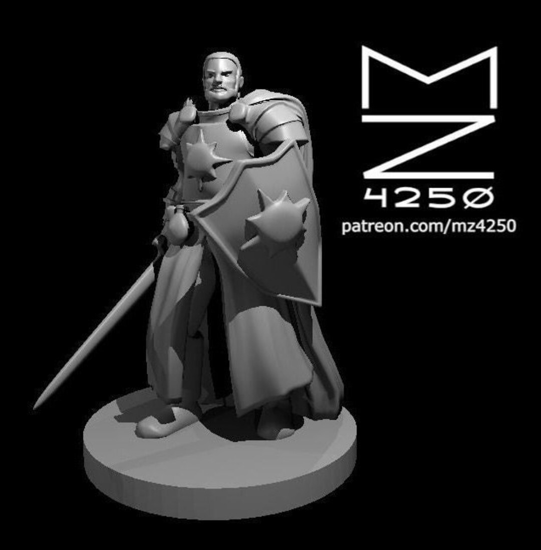 Human Light Cleric Miniature - Mz4250 - Male Armor and Shield D&D ...