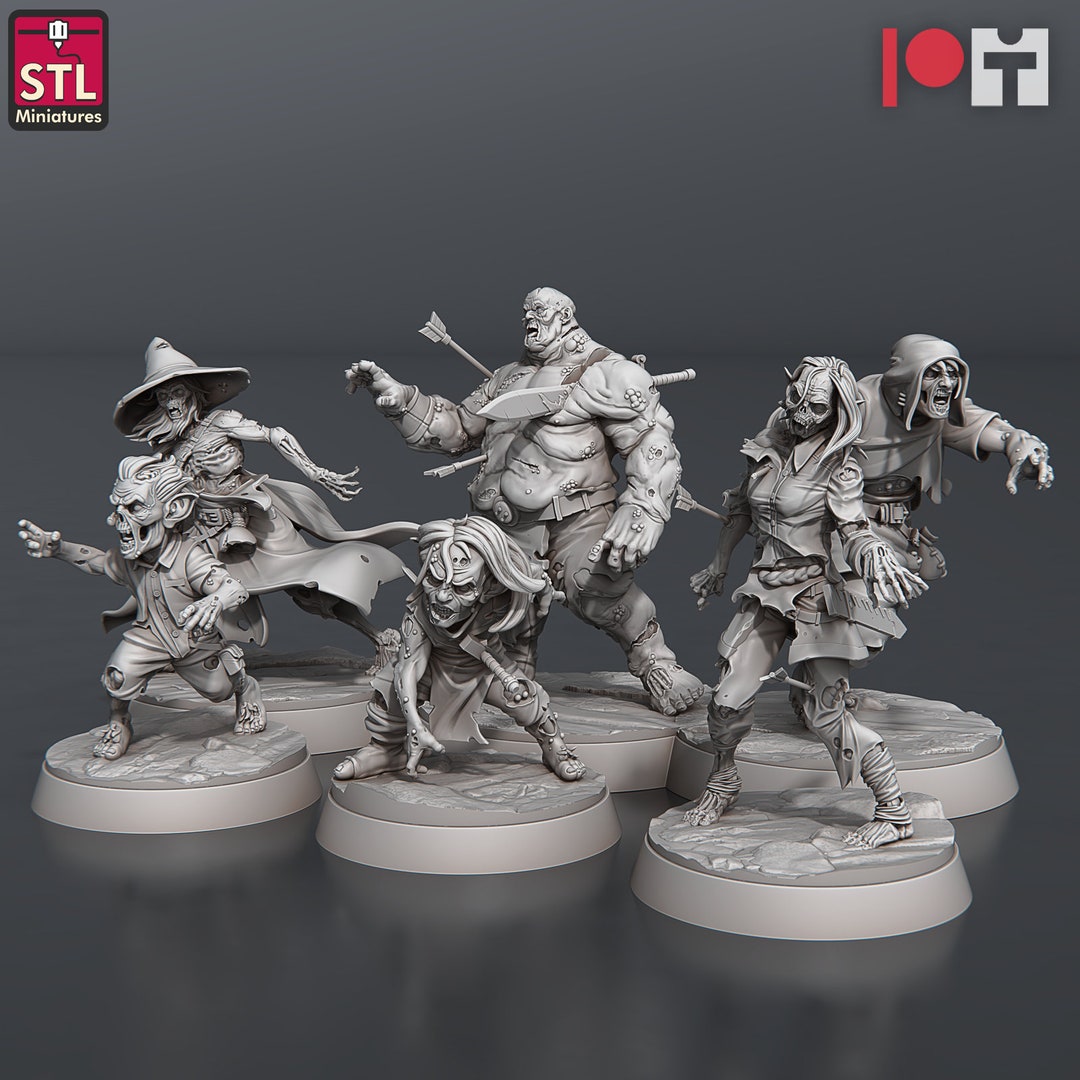 Zombie Set - STL Miniatures Tabletop Gaming Dnd RPG Wargames 3D Printed ...