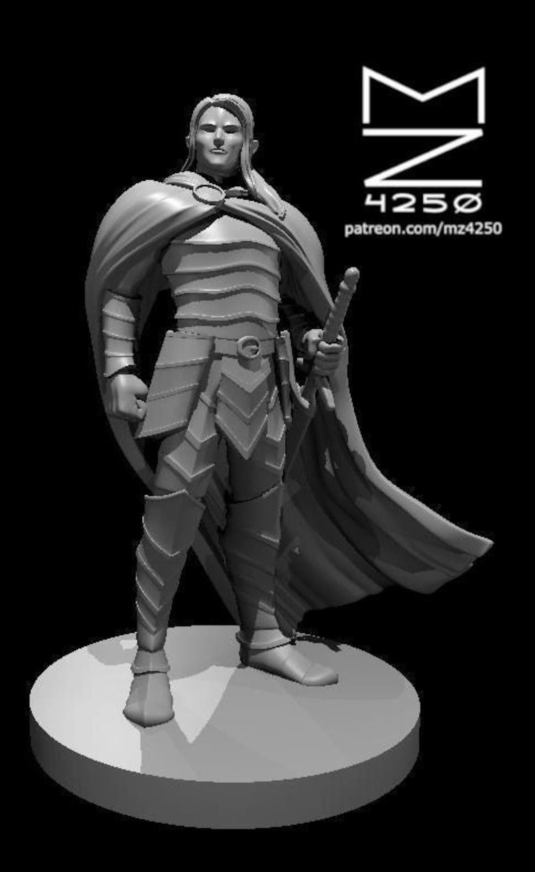 Male Elf Paladin Miniature - Mz4250 - Fighter Swordsman Knight D&D ...