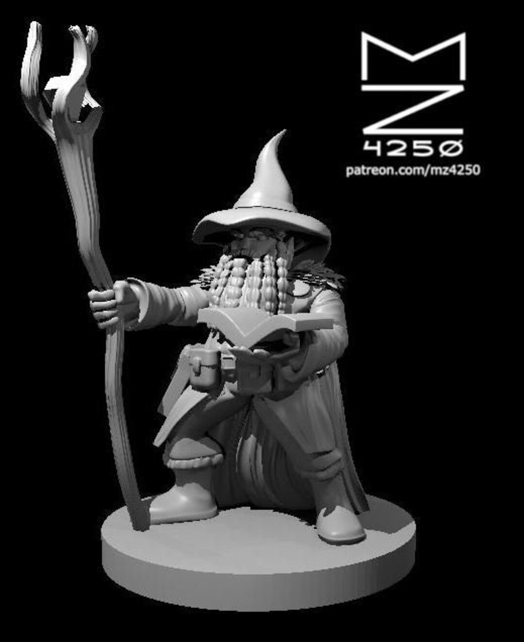Male Dwarf Wizard Miniature - Mz4250 - Mage Sorcerer Warlock ...