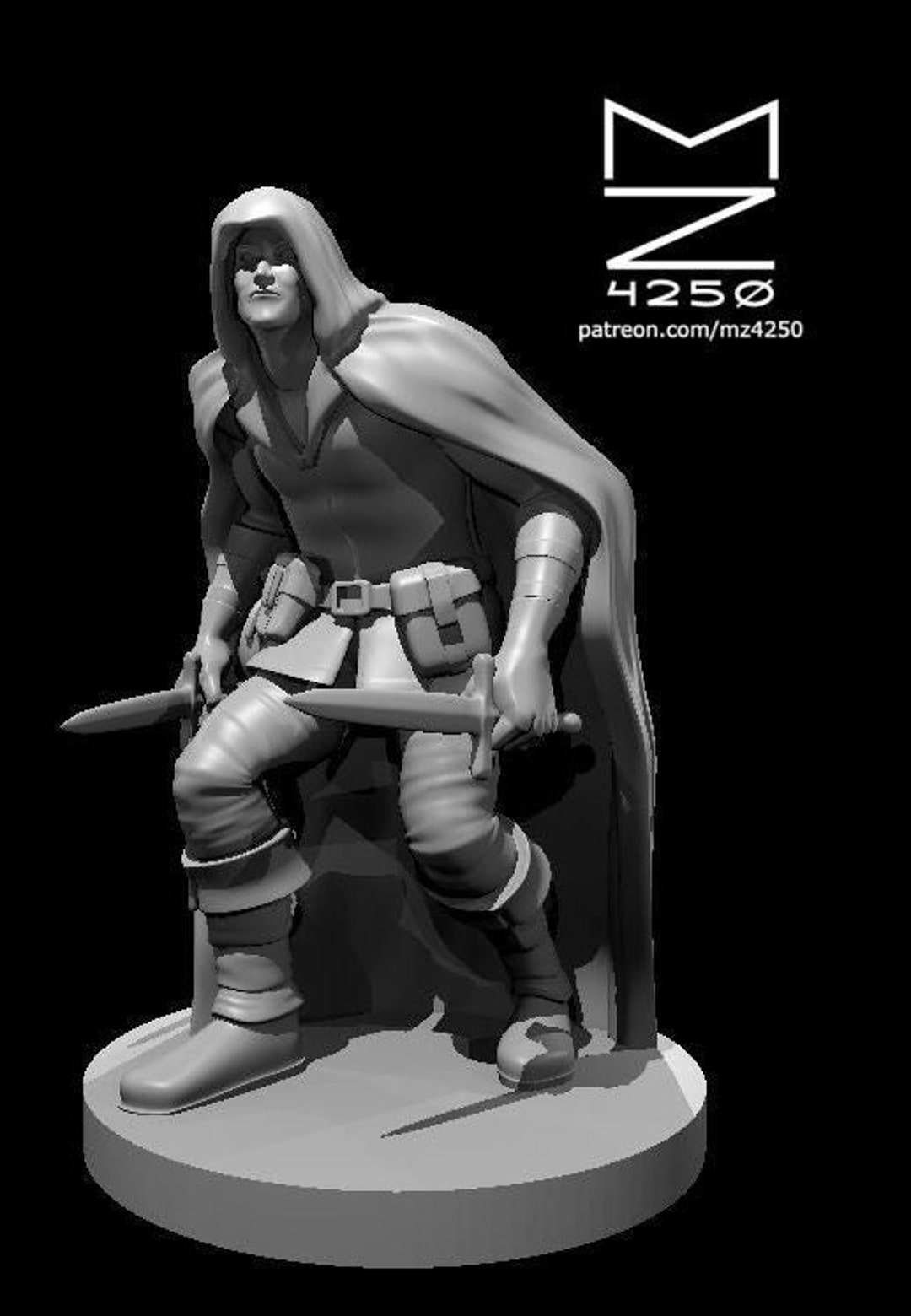 Caped Male Rogue Miniature Mz4250 Human Elf Fighter Hunter Swordsman ...