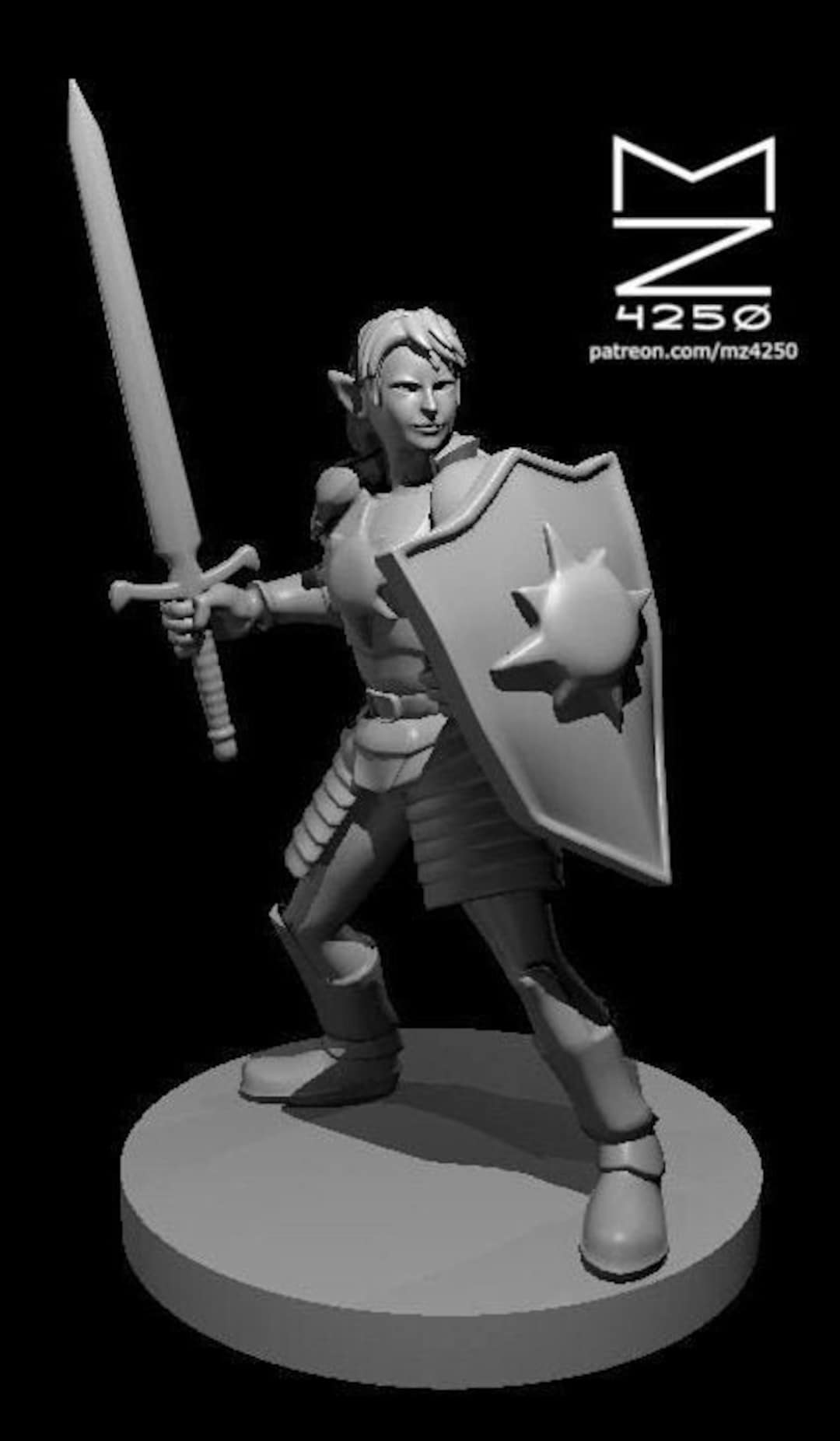 Female Elf Light Cleric With Sword and Shield Mini - Mz4250 - Fighter D ...
