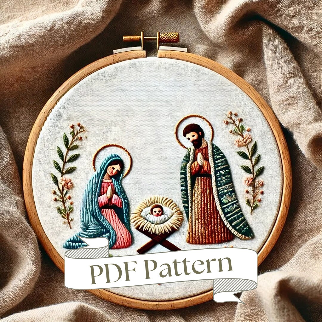 Christmas Nativity Embroidery Pattern: Beginner DIY Ornament (PDF ...