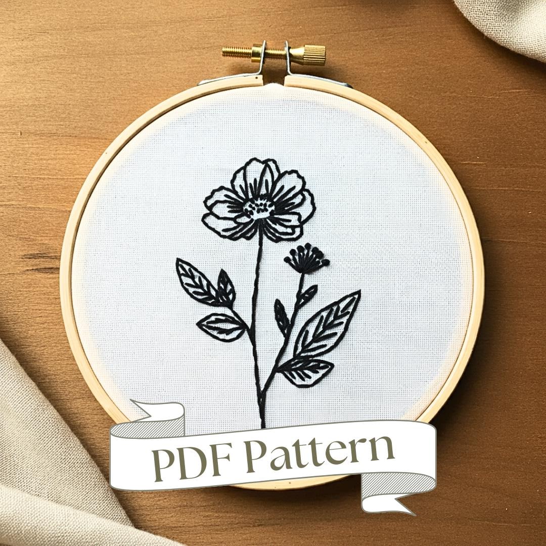 Floral Embroidery Pattern: Beginner DIY Flower Design (PDF Pattern) - Etsy